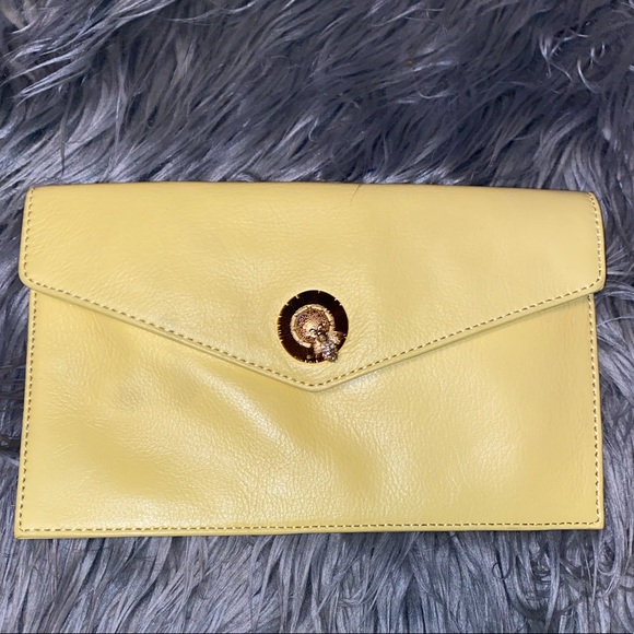 Talbots | Bags | Talbots Zest Yellow Pebble Leather Bumblebee Clutch ...
